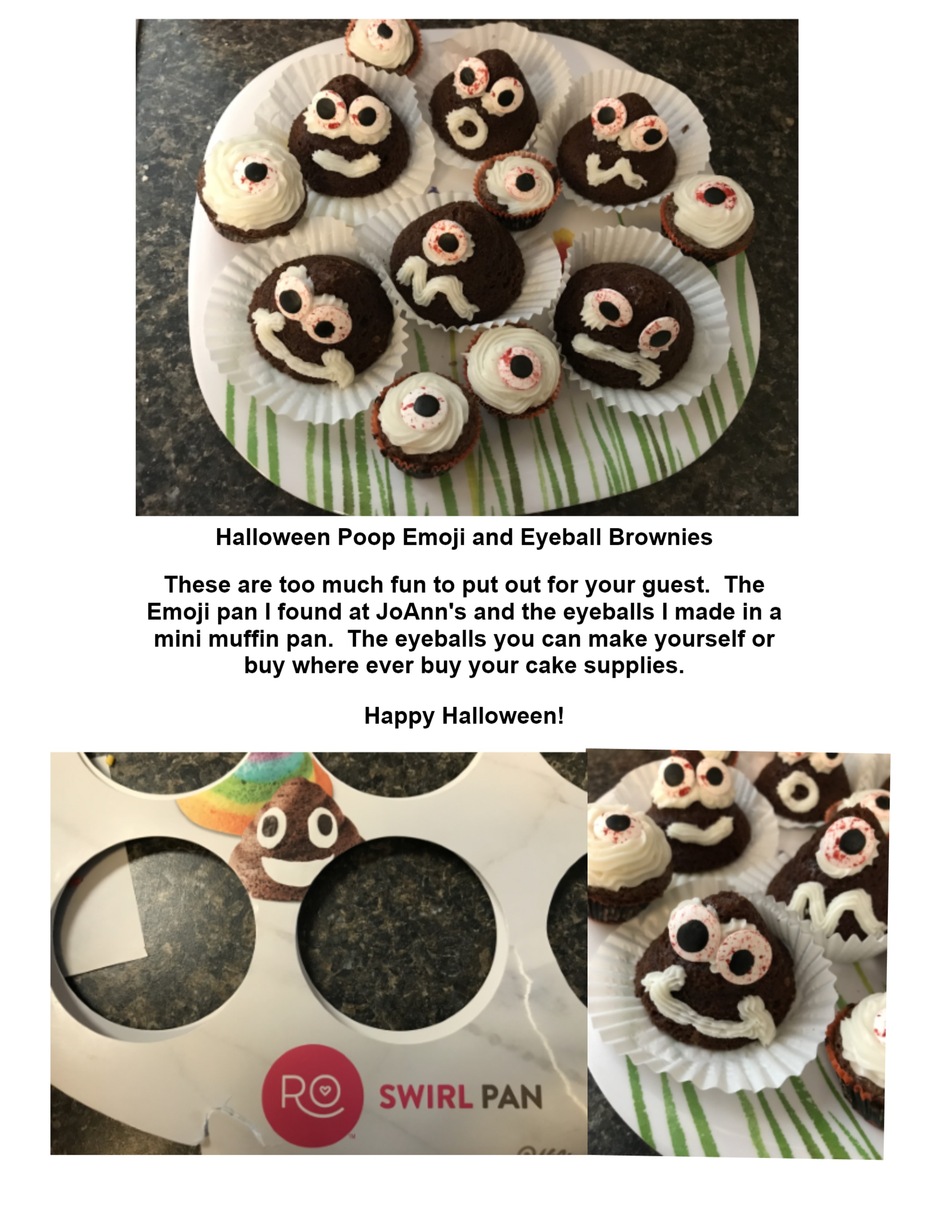 Halloween Poop Emoji & Eyeball Brownies | lynndaviscakes